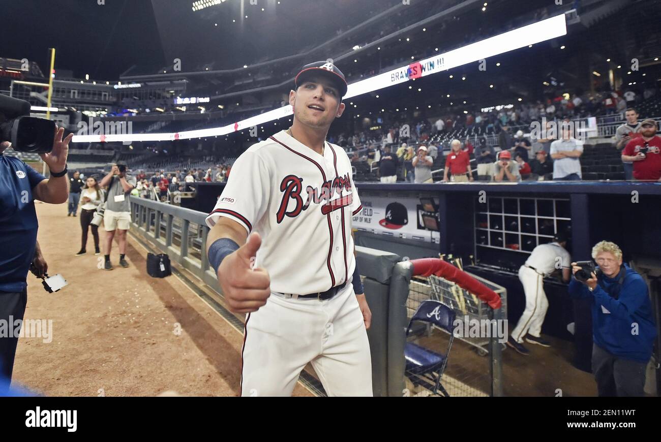 May 15, 2019: Atlanta Braves outfielder Austin Riley finishes up a post ...