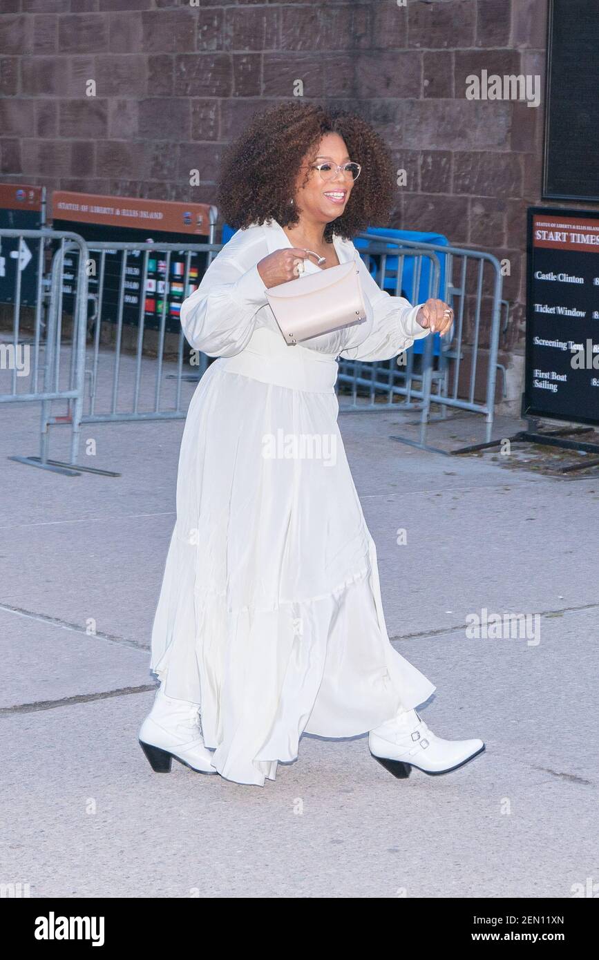 Oprah Winfrey attends the Opening Celebration of the Statue of Liberty ...