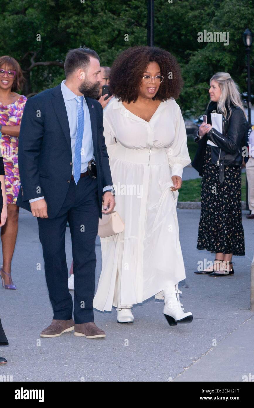 Oprah Winfrey attends the Opening Celebration of the Statue of Liberty ...
