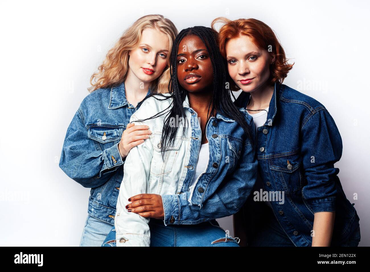 diverse multi nation girls group, teenage friends company cheerful ...