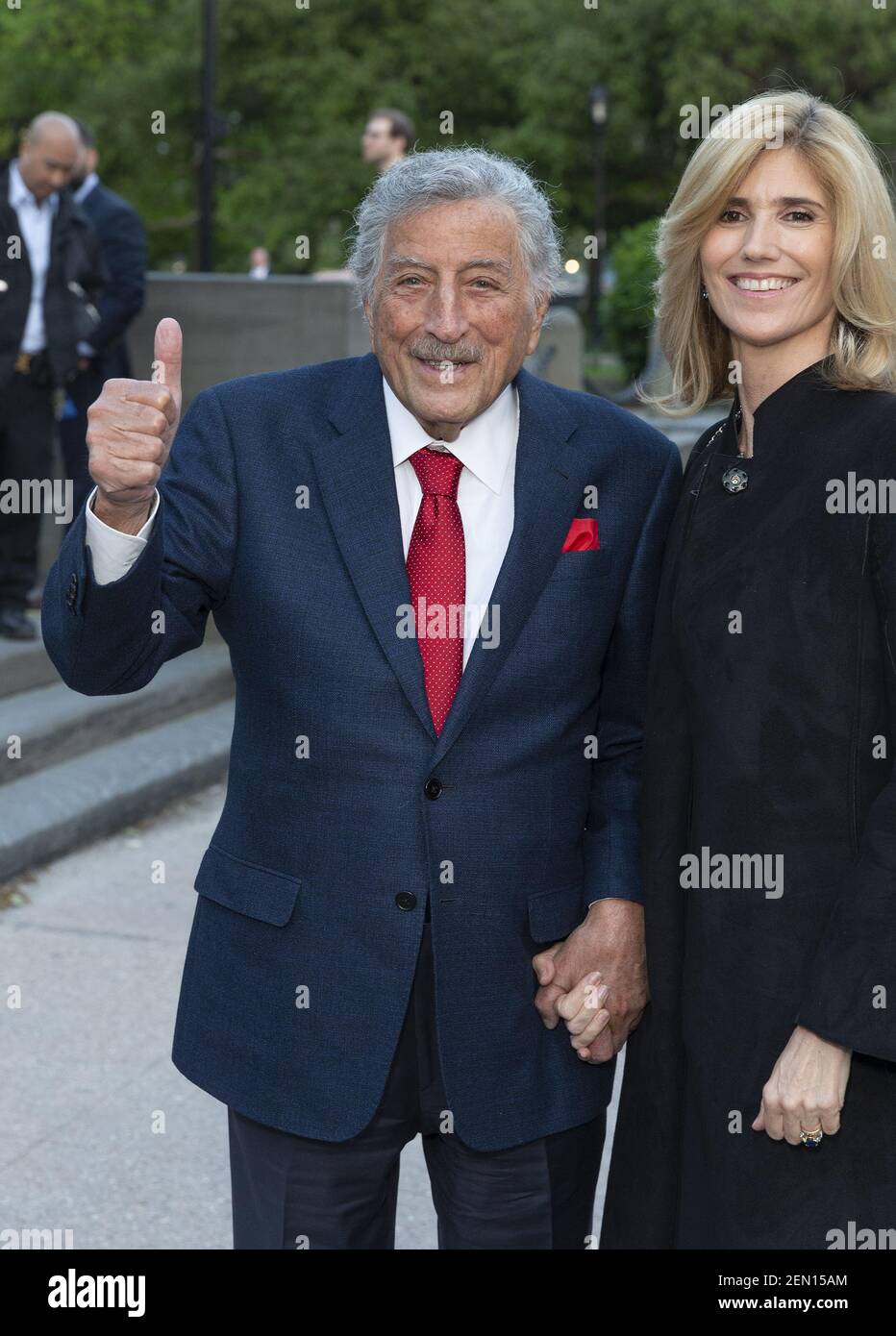 (5/15/2019) Tony Bennett and Susan Crow arrive at the Statue Of Liberty ...