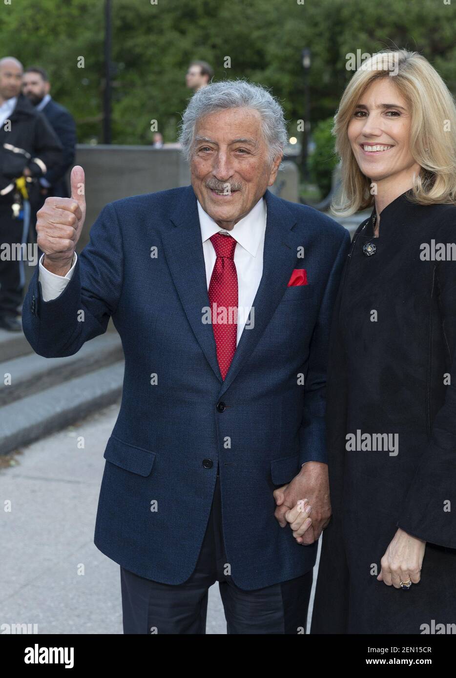 (5/15/2019) Tony Bennett and Susan Crow arrive at the Statue Of Liberty ...