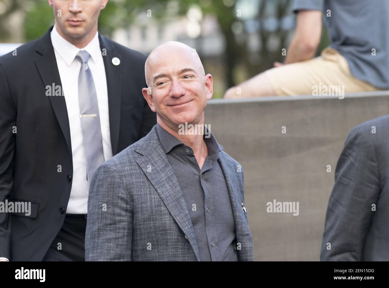 (5/15/2019) Jeff Bezos arrives at the Statue Of Liberty Museum Opening ...