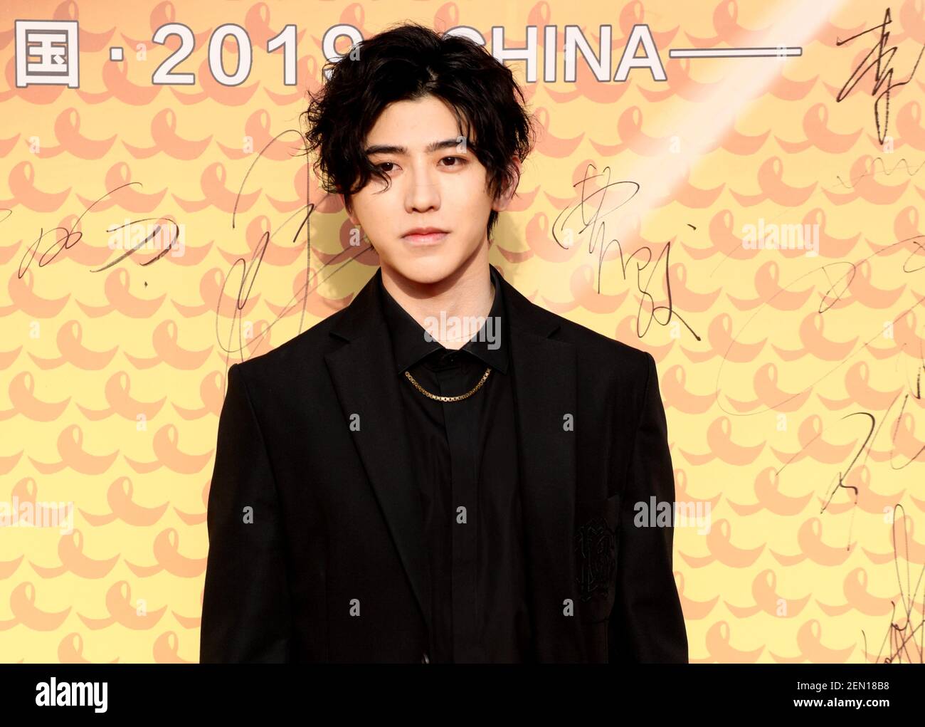 Singer and rapper Cai Xukun of Chinese boy group Nine Percent poses as ...