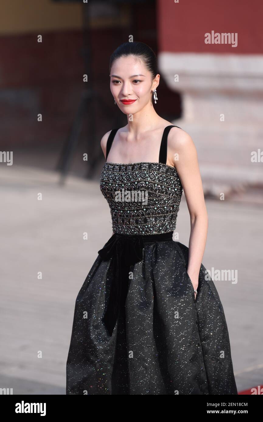 Chinese actress Zhong Chuxi poses as she arrives on the red carpet for ...
