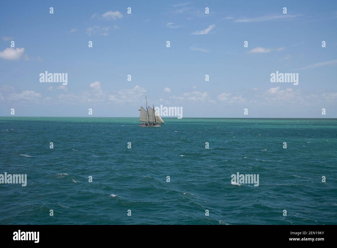 A schooner sailing in the open ocean off the coast of Florida USA Stock ...