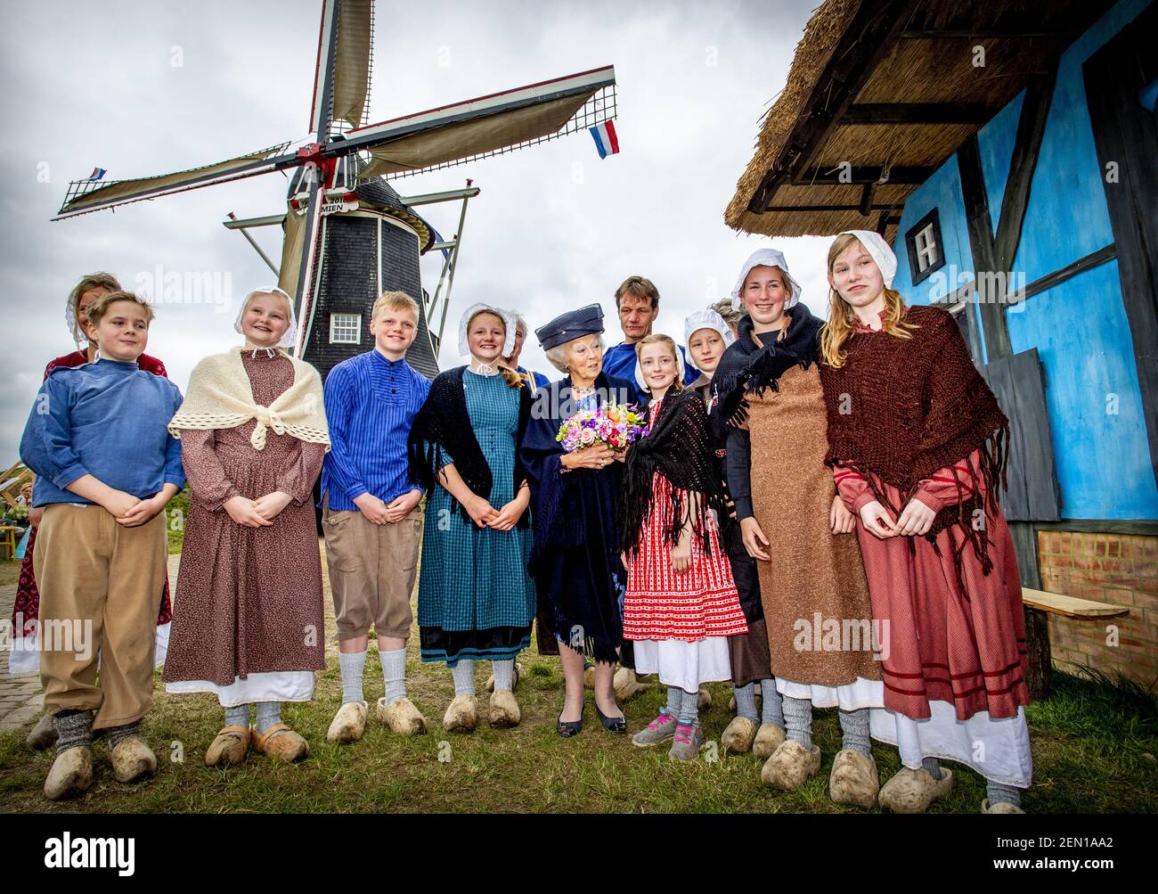 Princess Beatrix arrives at the Hermien mill windmill in Harreveld, The ...