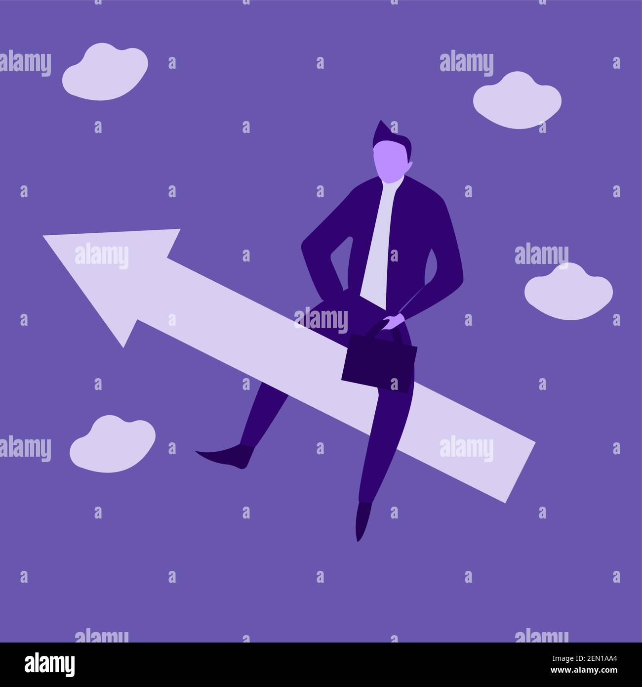 Business concept vector illustration of a businessman riding an arrow ...