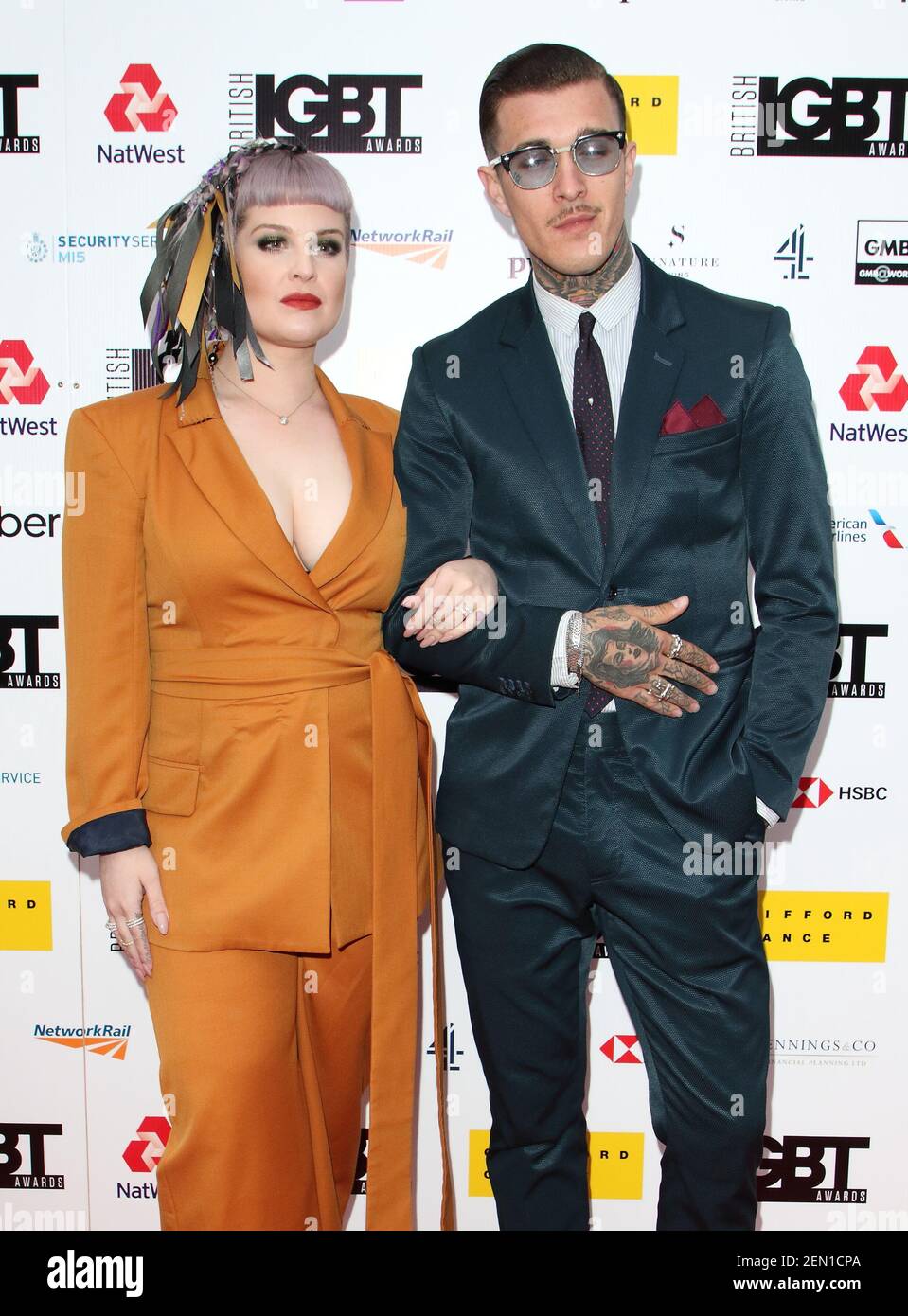 Kelly Osbourne and Jimmy Q arrive on the red carpet at the British LGBT Awards at the London ...