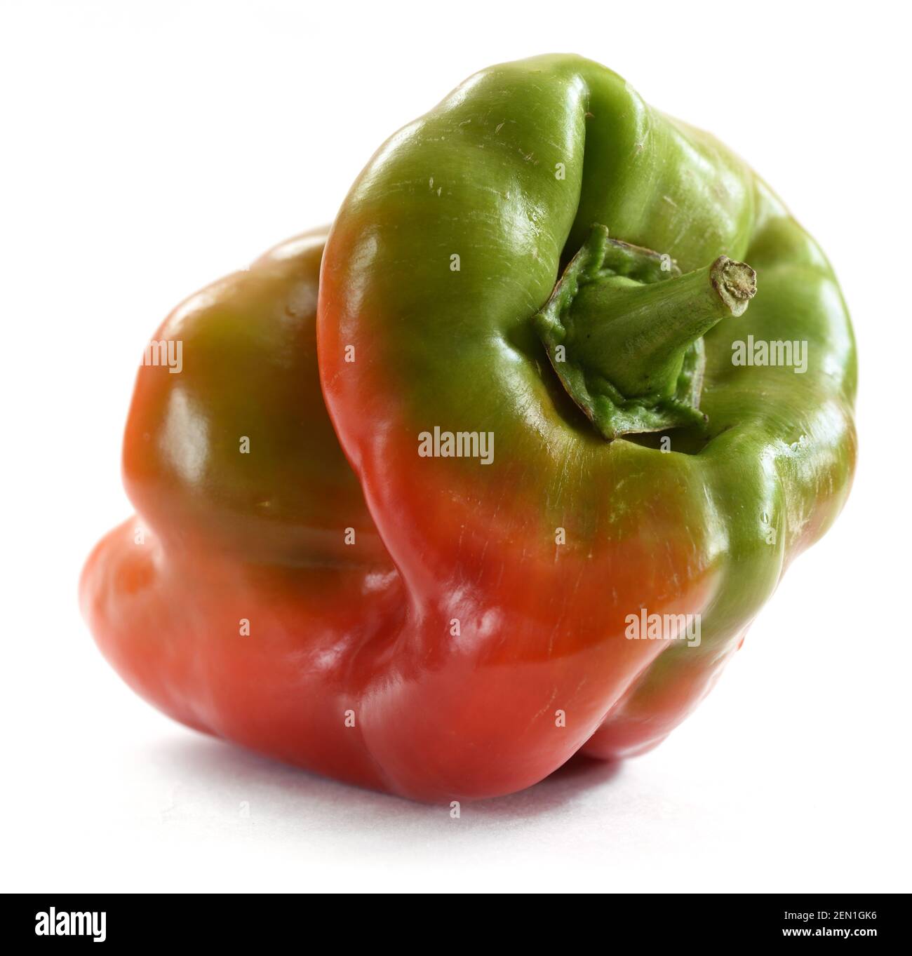 Oorganic food. Odd shaped ugly homegrown bell pepper isolated on white ...