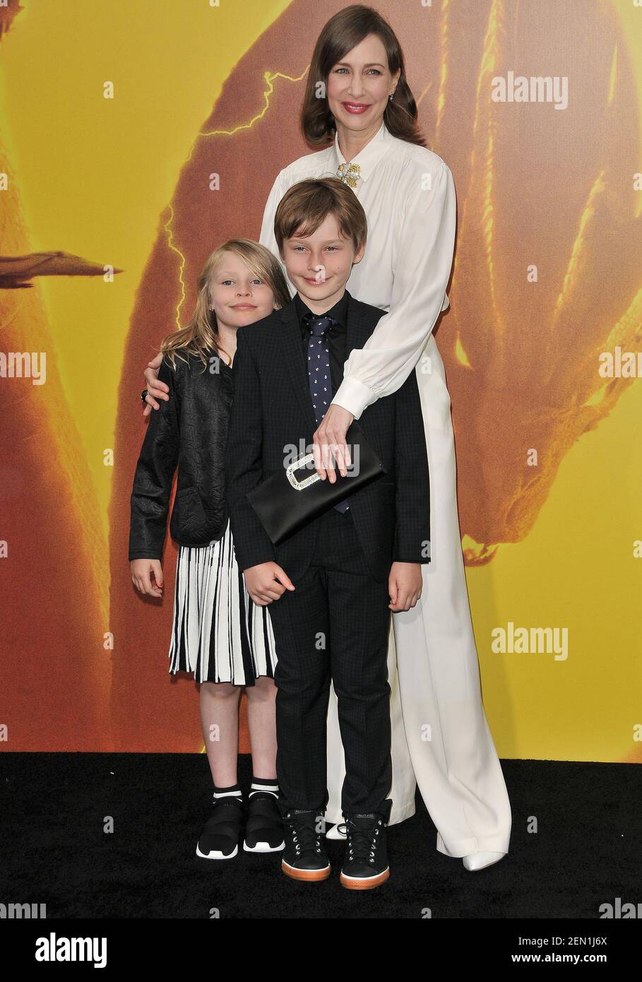 (L-R) Gytta Lubov Hawkey, Fynn Hawke and Vera Farmiga at the "Godzilla ...