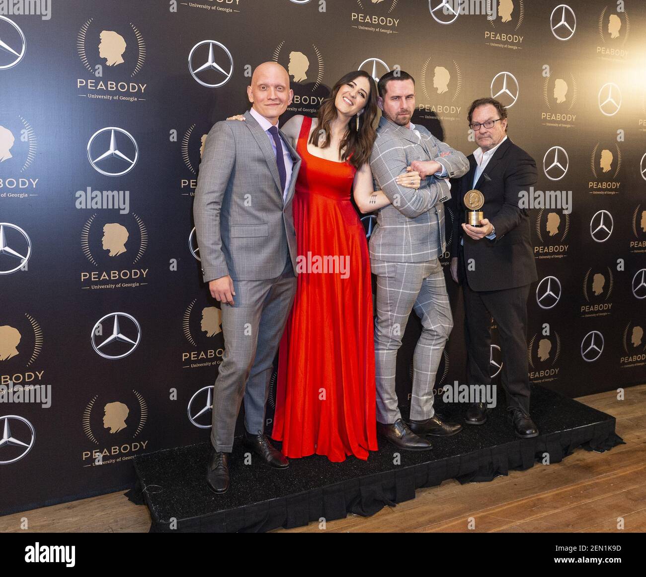 Anthony Carrigan, D'Arcy Carden, Rightor Doyle, Stephen Root pose in ...