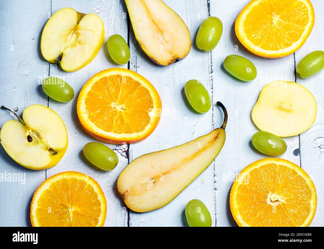 Various slices of fresh fruits Stock Photo - Alamy