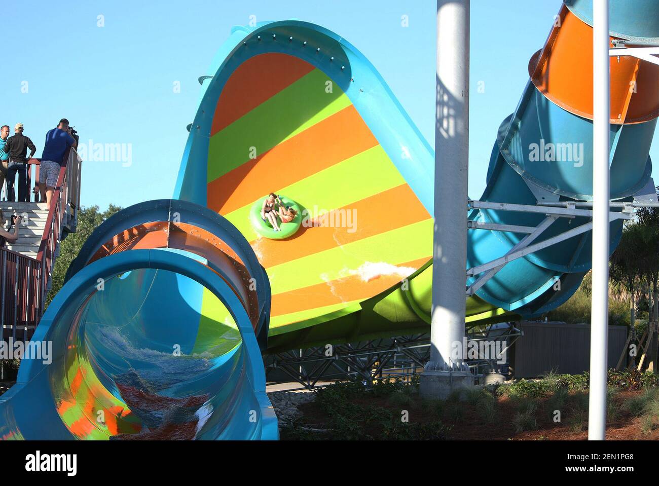 Aquatica Orlando's newest water slide, KareKare Curl, opened in April ...