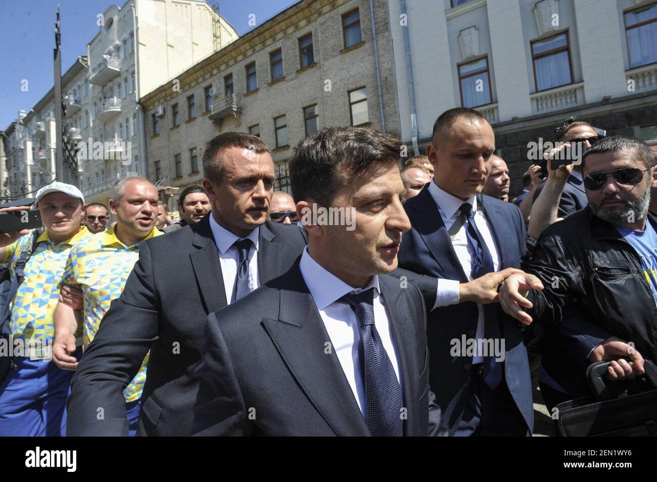 New Ukrainian president Volodymyr Zelensky seen walking to the ...
