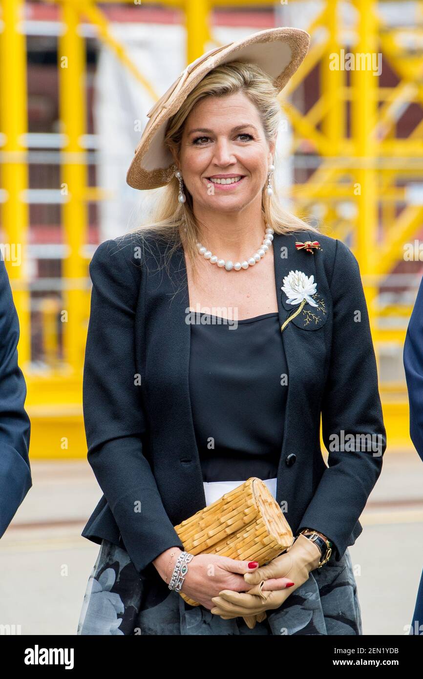 Queen Maxima of the Netherlands during a visit to MV Werften in Rostock ...