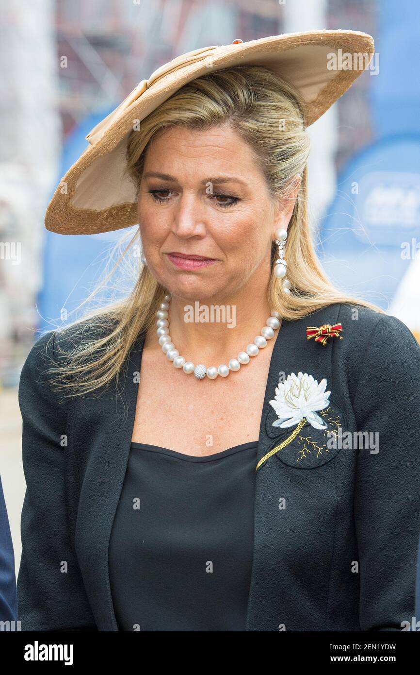 Queen Maxima of the Netherlands during a visit to MV Werften in Rostock ...