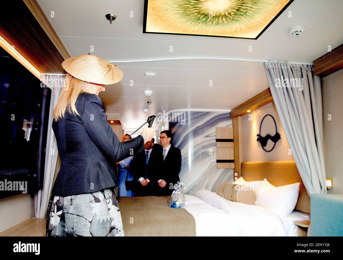 Queen Maxima of the Netherlands during a visit to MV Werften shipyard ...