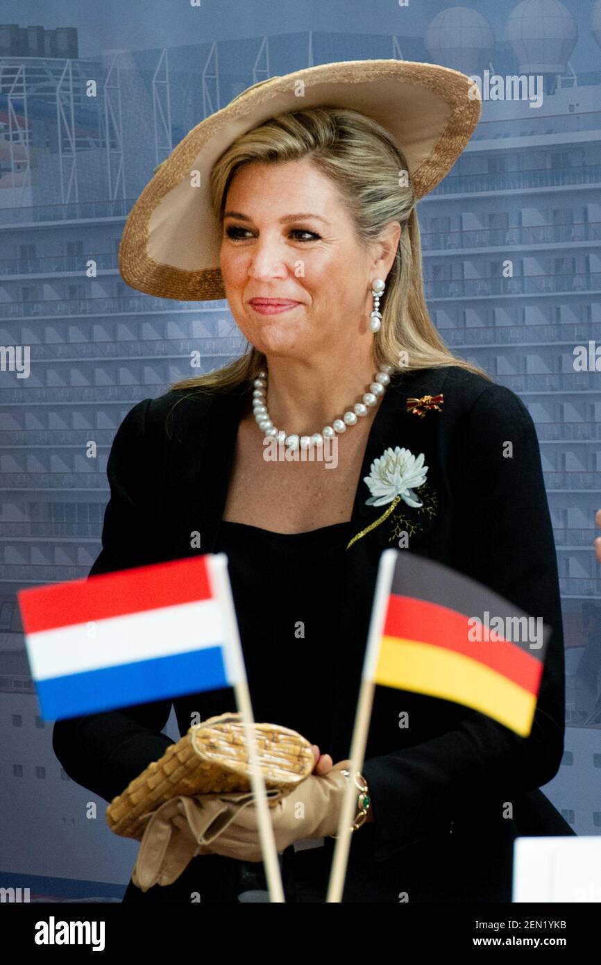 Queen Maxima of the Netherlands during a visit to MV Werften shipyard ...