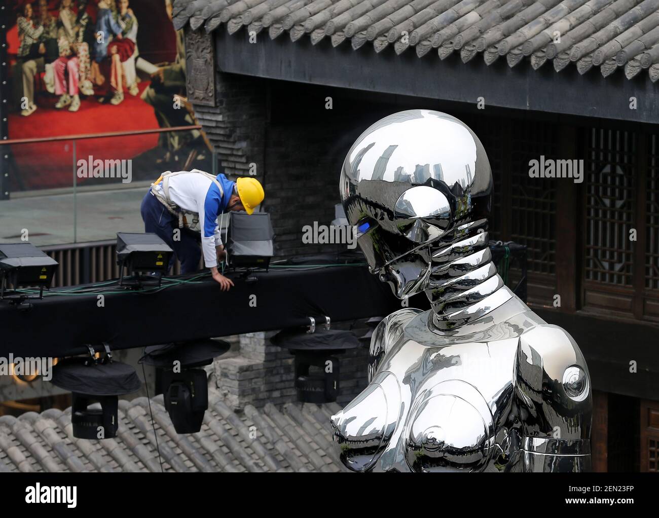 A 10-meter-tall sculpture featuring shape of a robotic beauty is ...