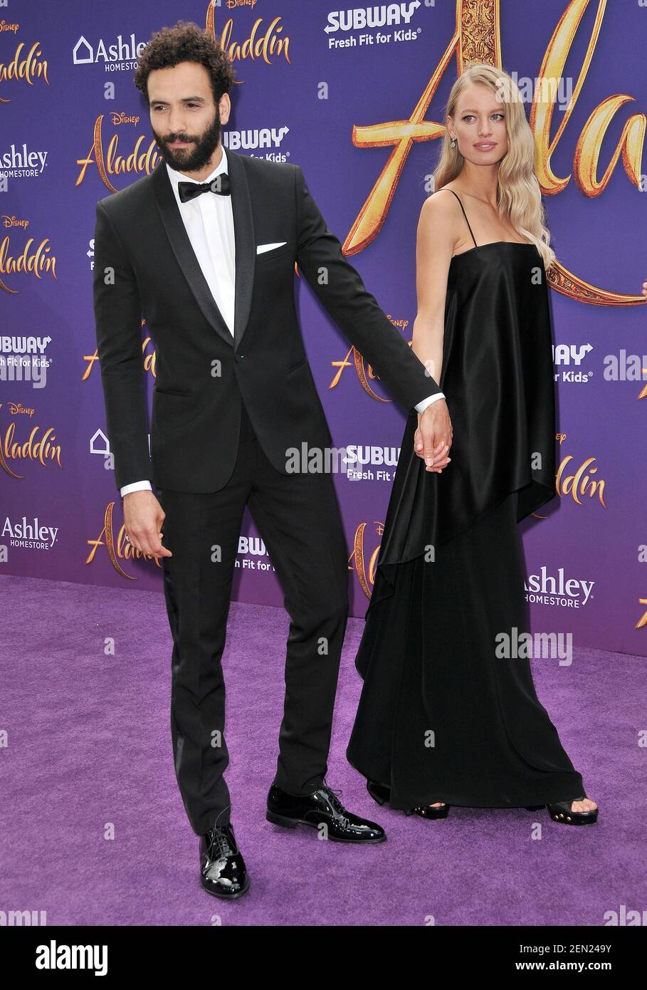 Marwan Kenzari and Nora Ponse at the Disney "Aladdin" Los Angeles ...