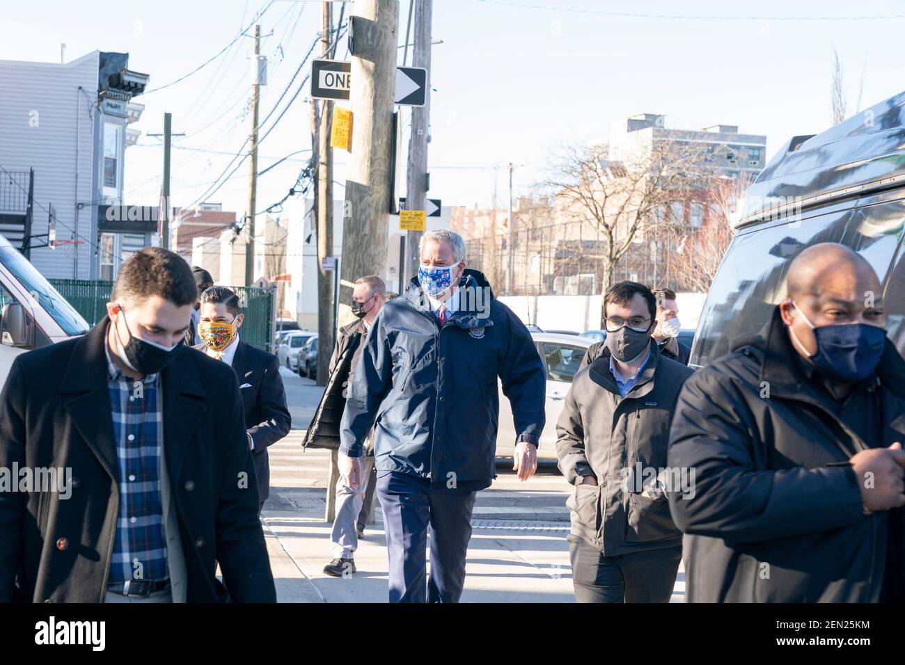 New York, NY - February 25, 2021: Mayor Bill de Blasio visits Bronx ...
