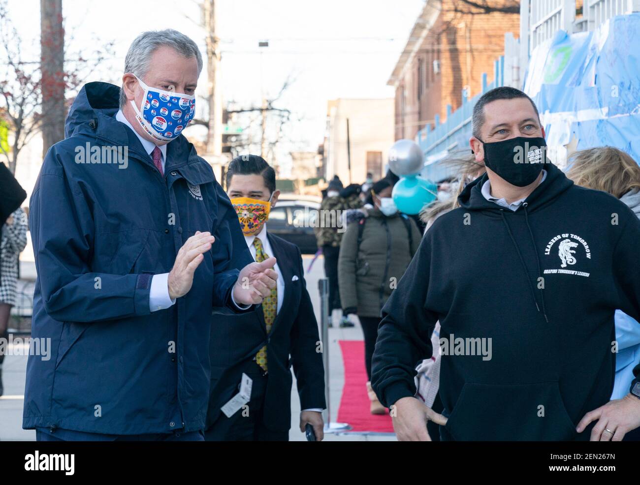 New York, NY - February 25, 2021: Mayor Bill de Blasio visits Bronx ...