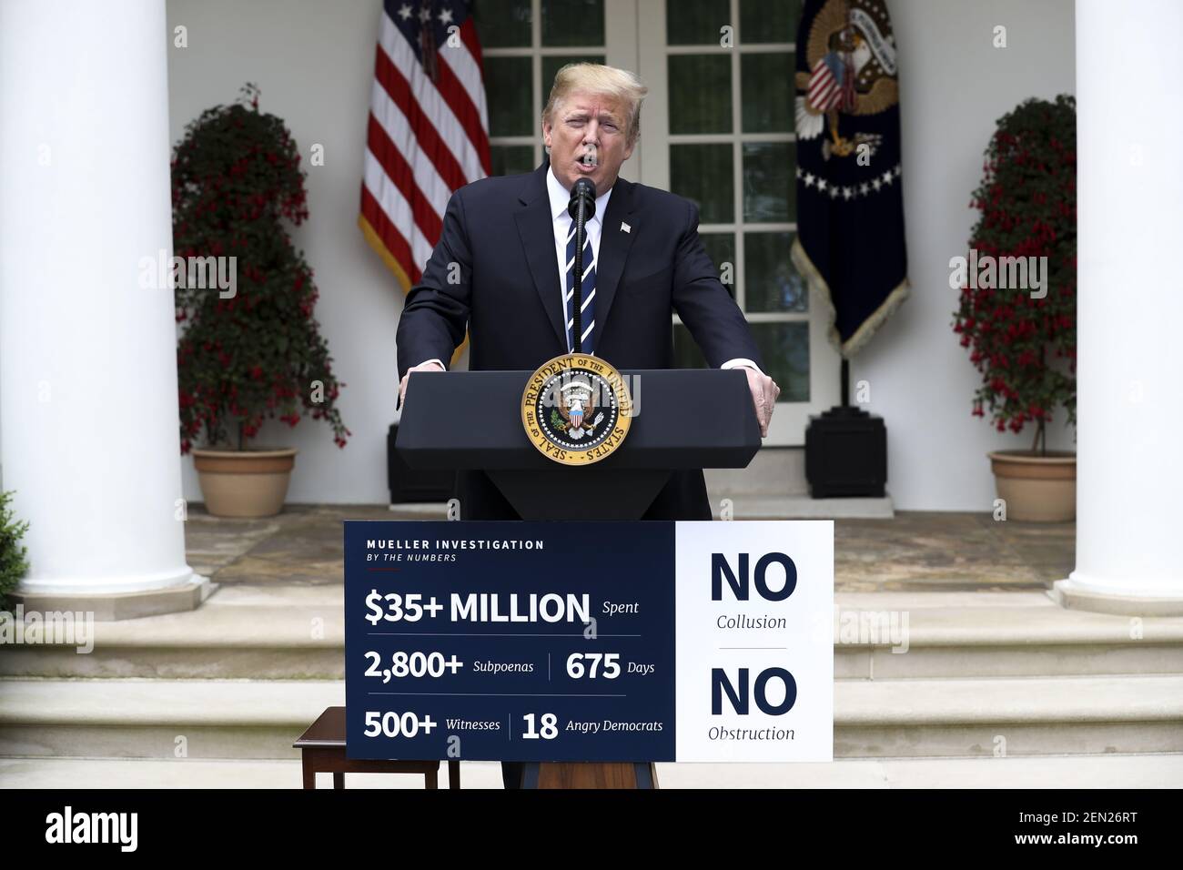 President Donald Trump speaks in the Rose Garden of the White House on ...