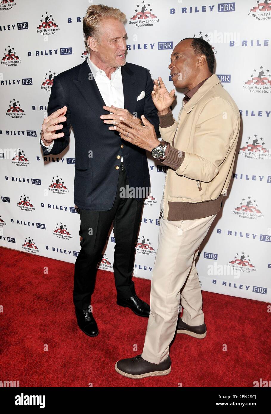 (L-R) Dolph Lundgren and Sugar Ray Leonard at the Sugar Ray Leonard ...
