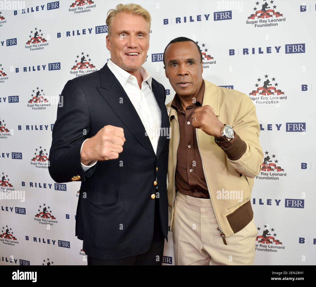 (L-R) Dolph Lundgren and Sugar Ray Leonard at the Sugar Ray Leonard ...