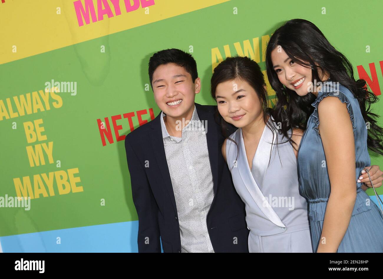 (L-R) Jackson Geach, Miya Cech and Ashley Liao arrive to the Los ...