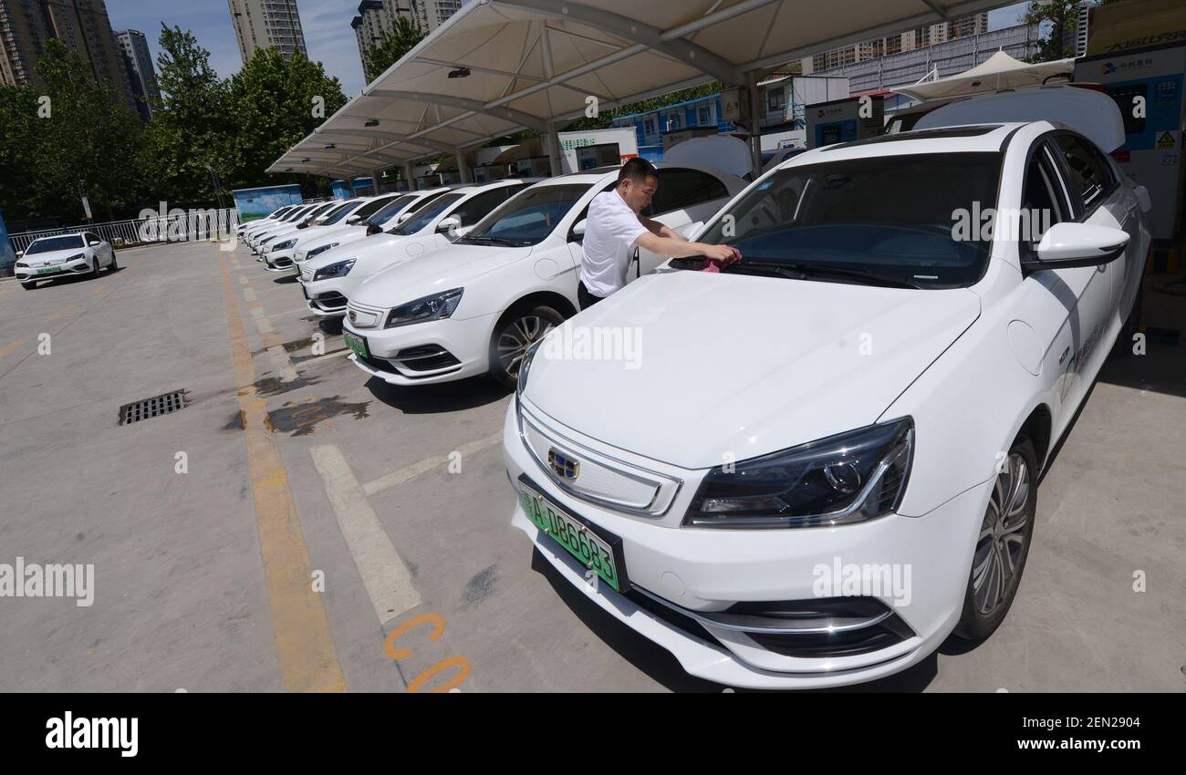 Zhengzhou, CHINA-The biggest station of shared car charging piles opens ...