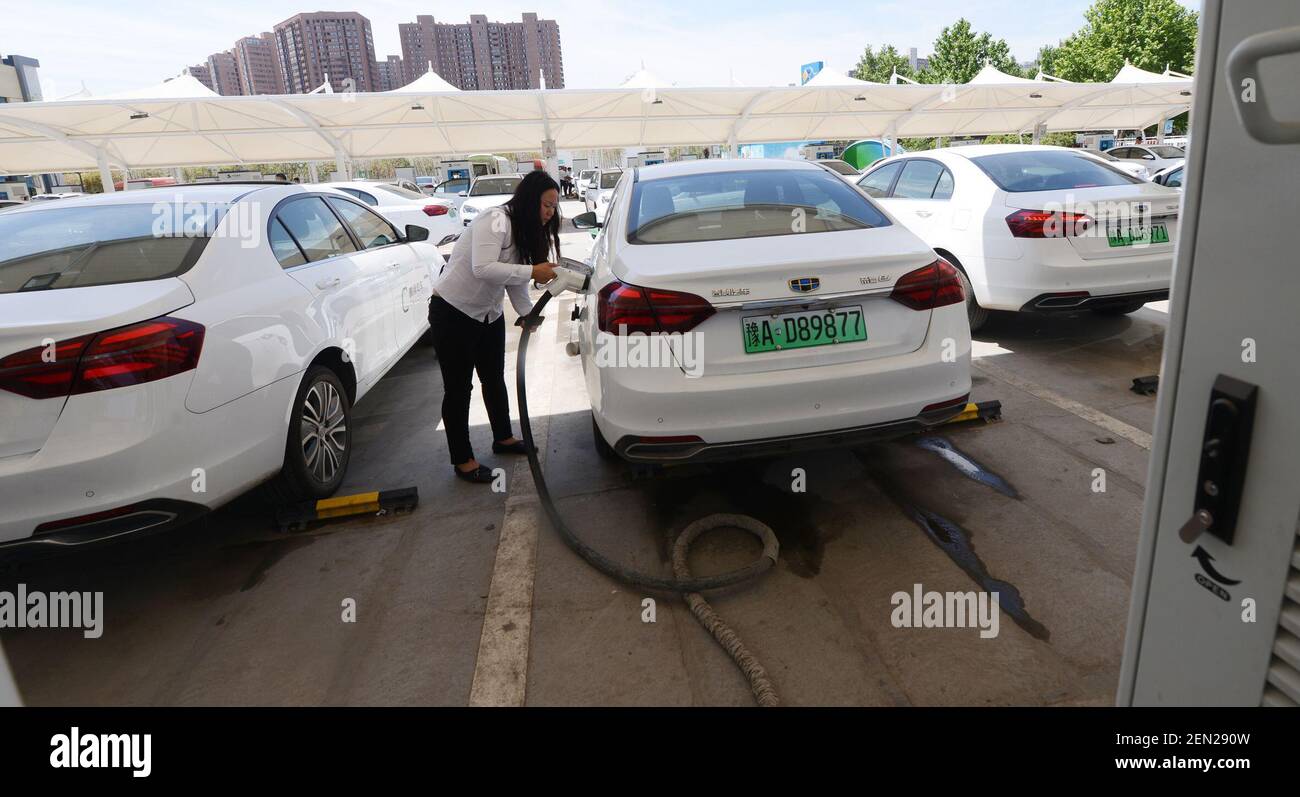 Zhengzhou, CHINA-The biggest station of shared car charging piles opens ...