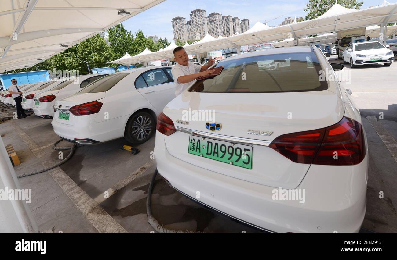 Zhengzhou, CHINA-The biggest station of shared car charging piles opens ...