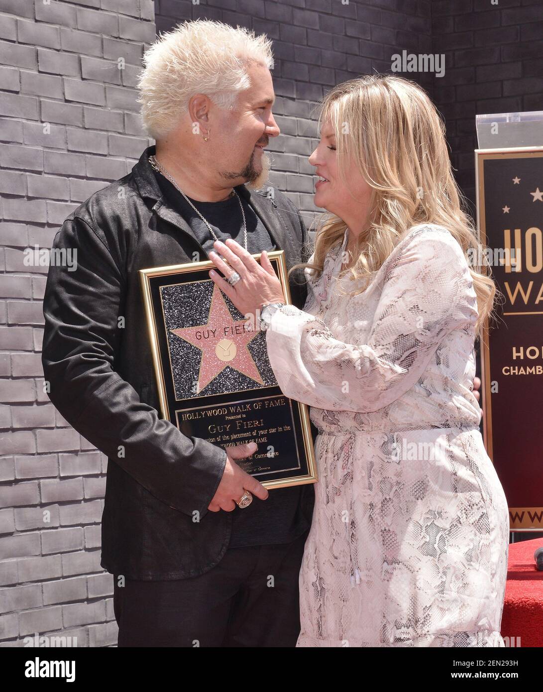 L R Guy Fieri And Wife Lori Fieri At His Star On The Hollywood Walk Of Fame Ceremony Held In