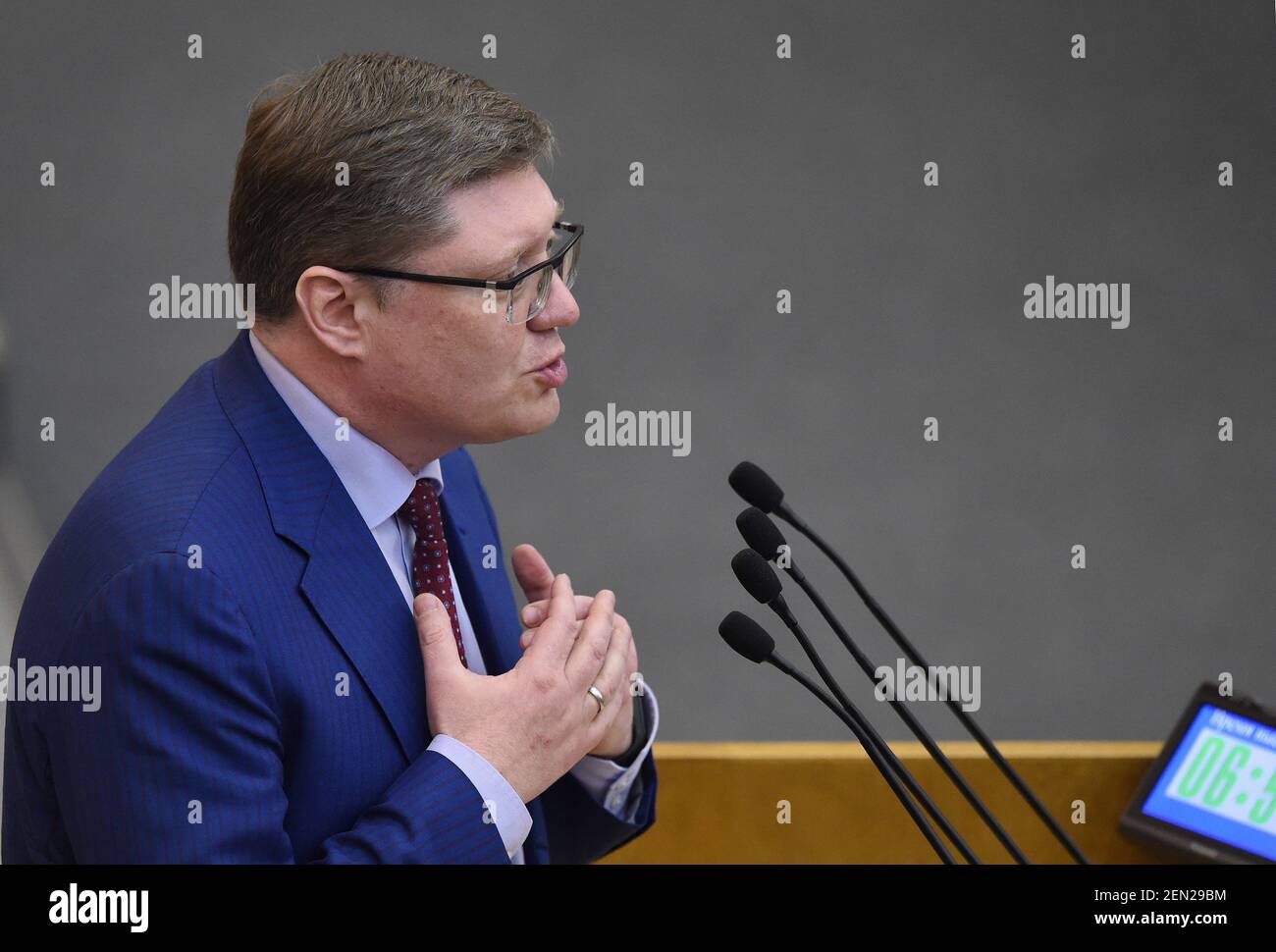 The meeting of the State Duma of Russia. Member of the State Duma ...