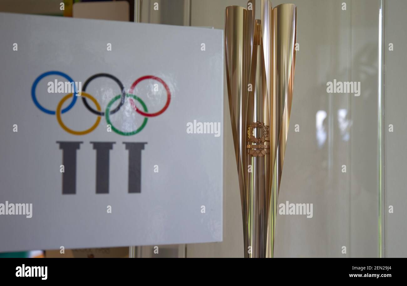 Prototype of Tokyo 2020 Olympic Torch is shown at IOC Headquarters ...