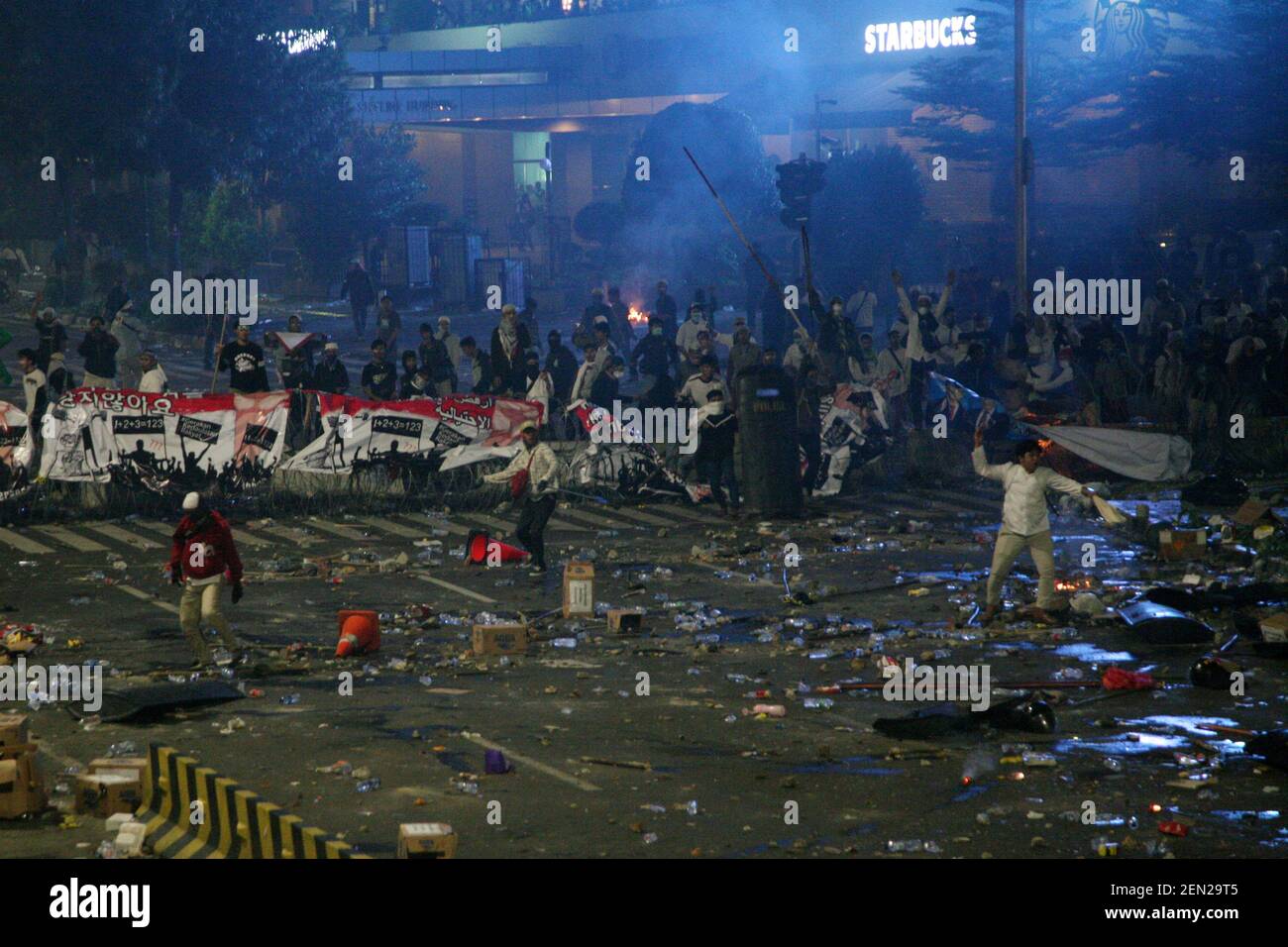 Rioting took place in front of the office of the Election Supervisory ...