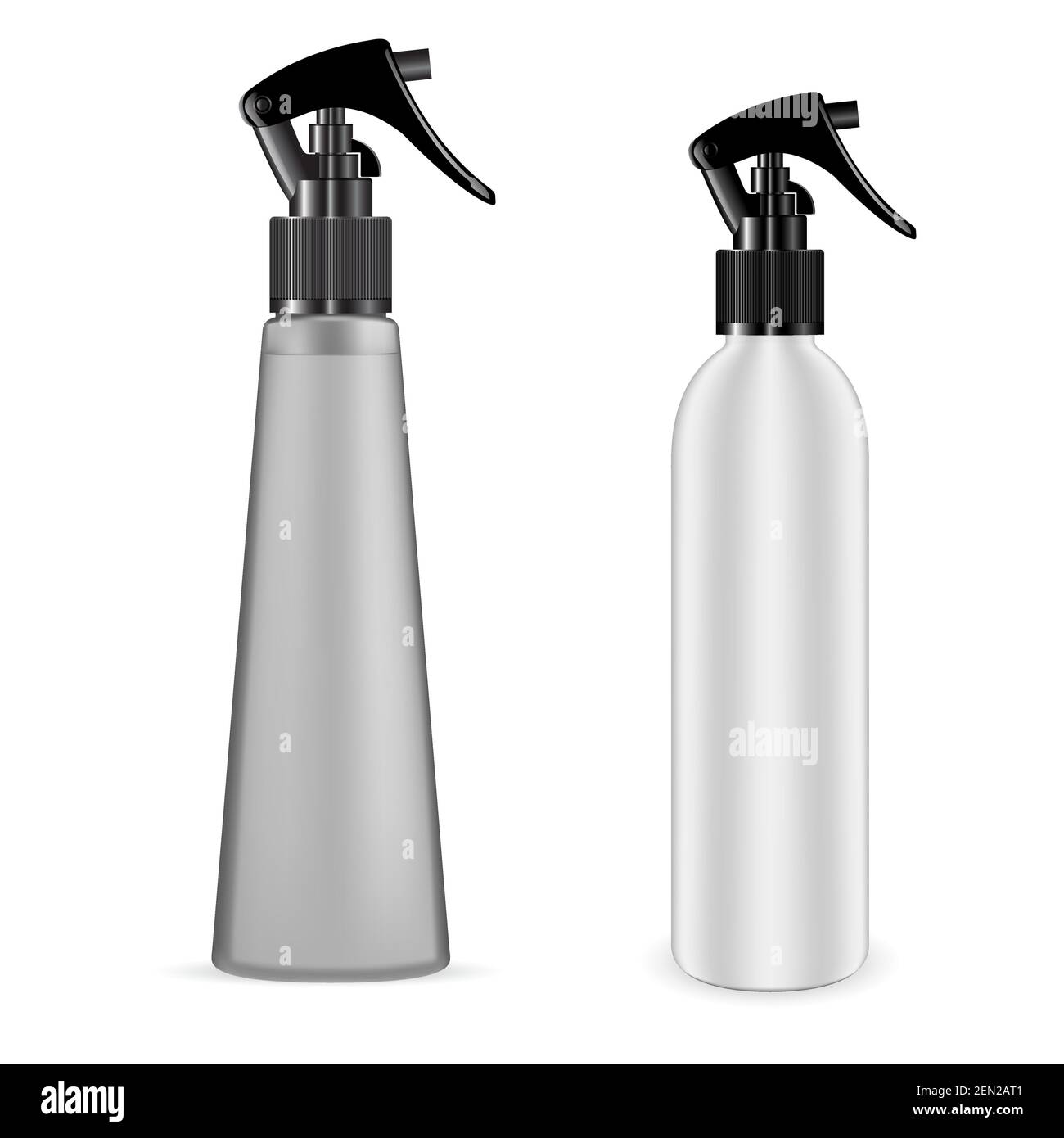 Spray bottle trigger. Cosmetic flask trigger pump, 3d vector container ...