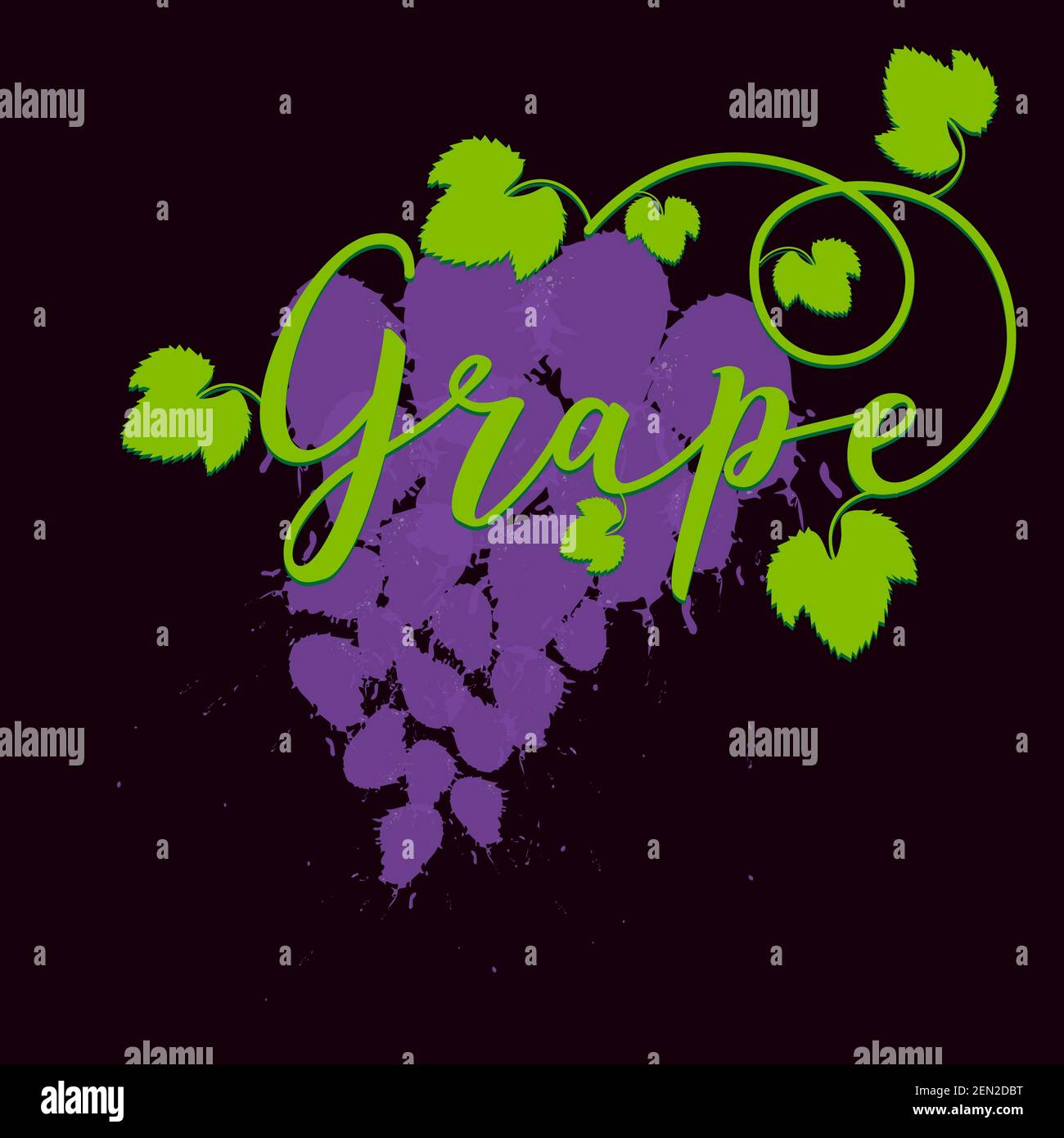 grape logo made from lettering and grape brush 1 Stock Vector Image ...