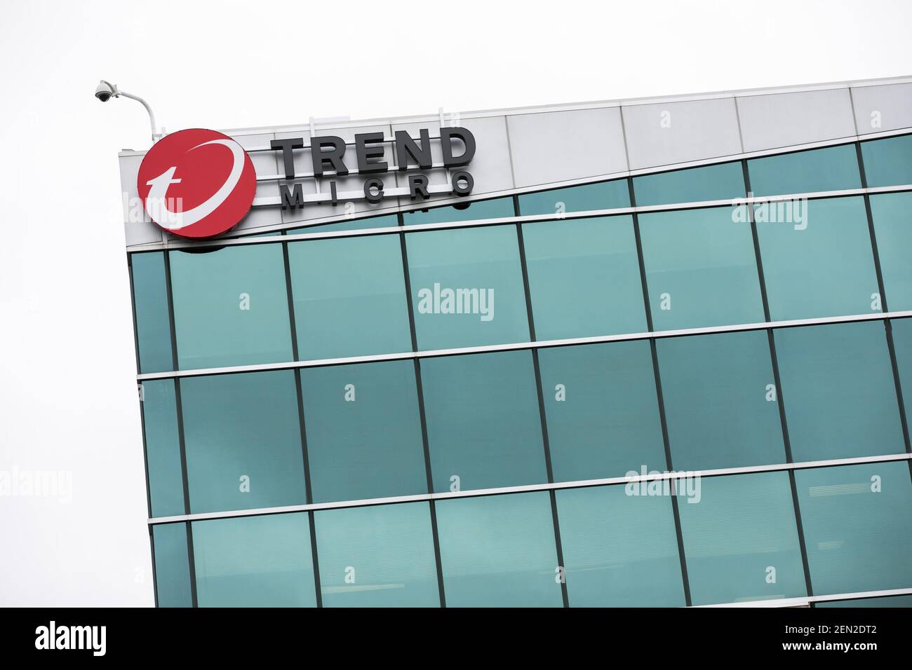 A logo sign outside of a facility occupied by Trend Micro Inc., in ...