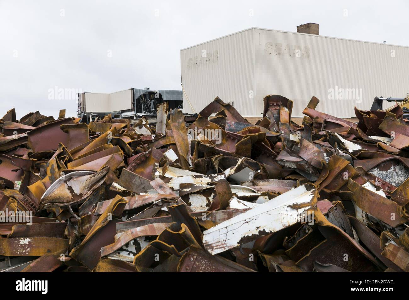 Debris surrounds the site of a closed Sears retail store during its ...