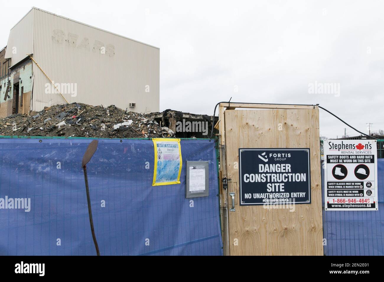 Debris surrounds the site of a closed Sears retail store during its ...