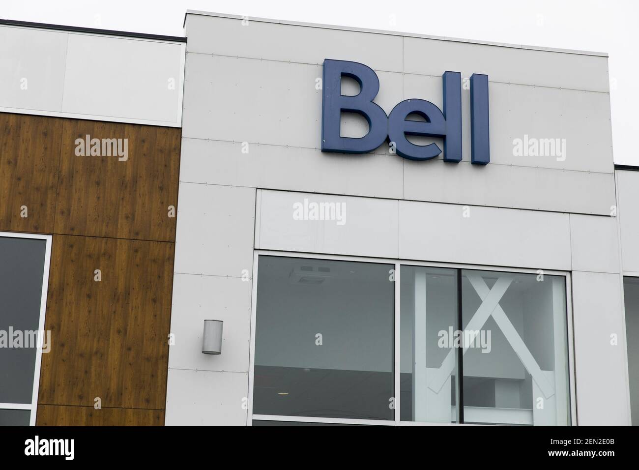 A logo sign outside of a Bell Canada retail store location in Vaudreuil ...