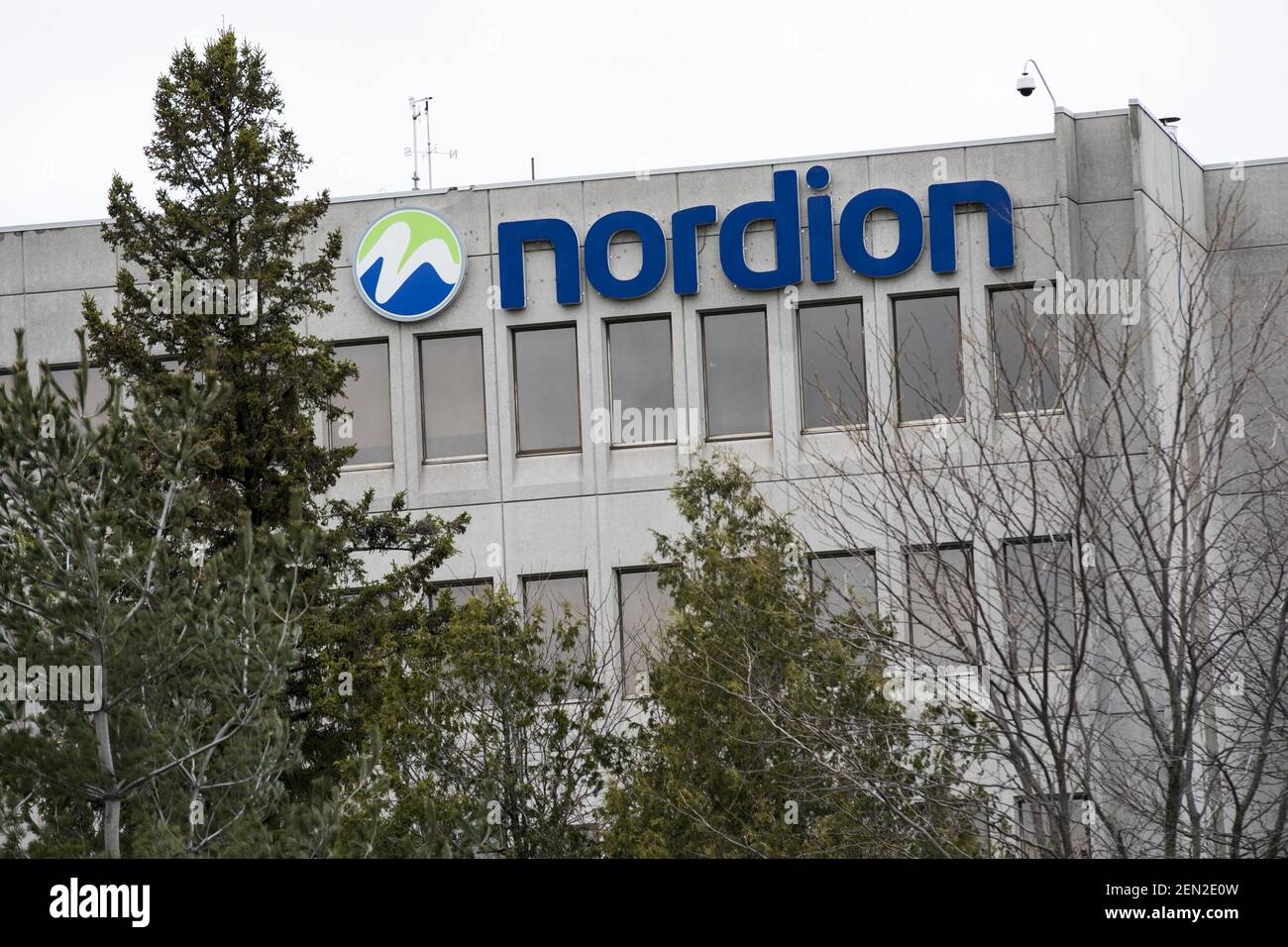 A logo sign outside of the headquarters of Nordion Inc., in Ottawa ...