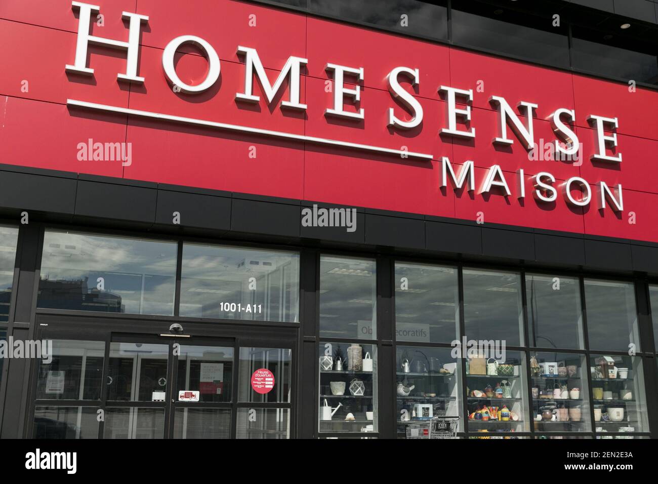 A logo sign outside of a HomeSense retail store location in Montreal ...