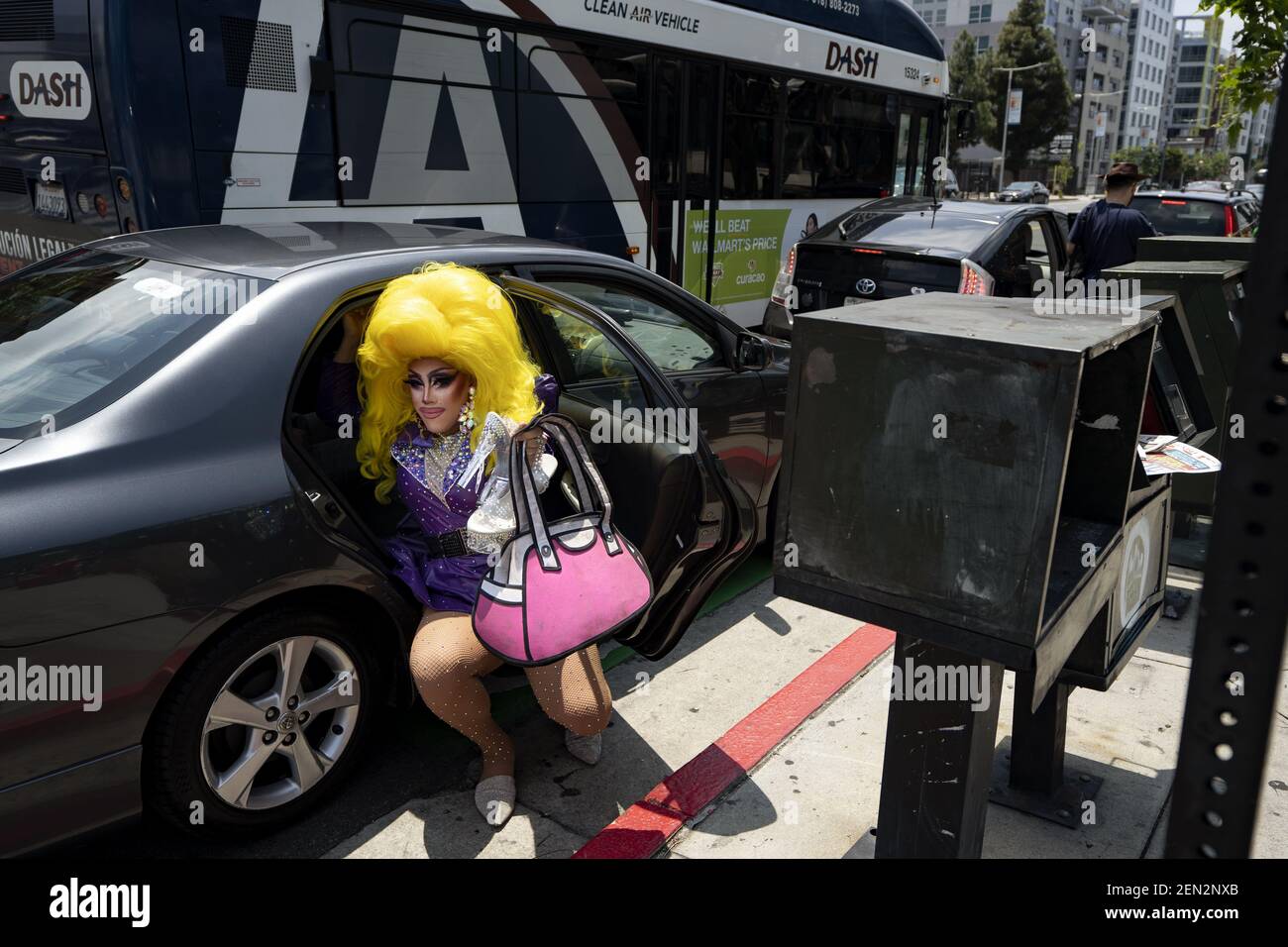 An attendee in drag arrives at RuPaul's DragCon LA 2019 at the Los ...