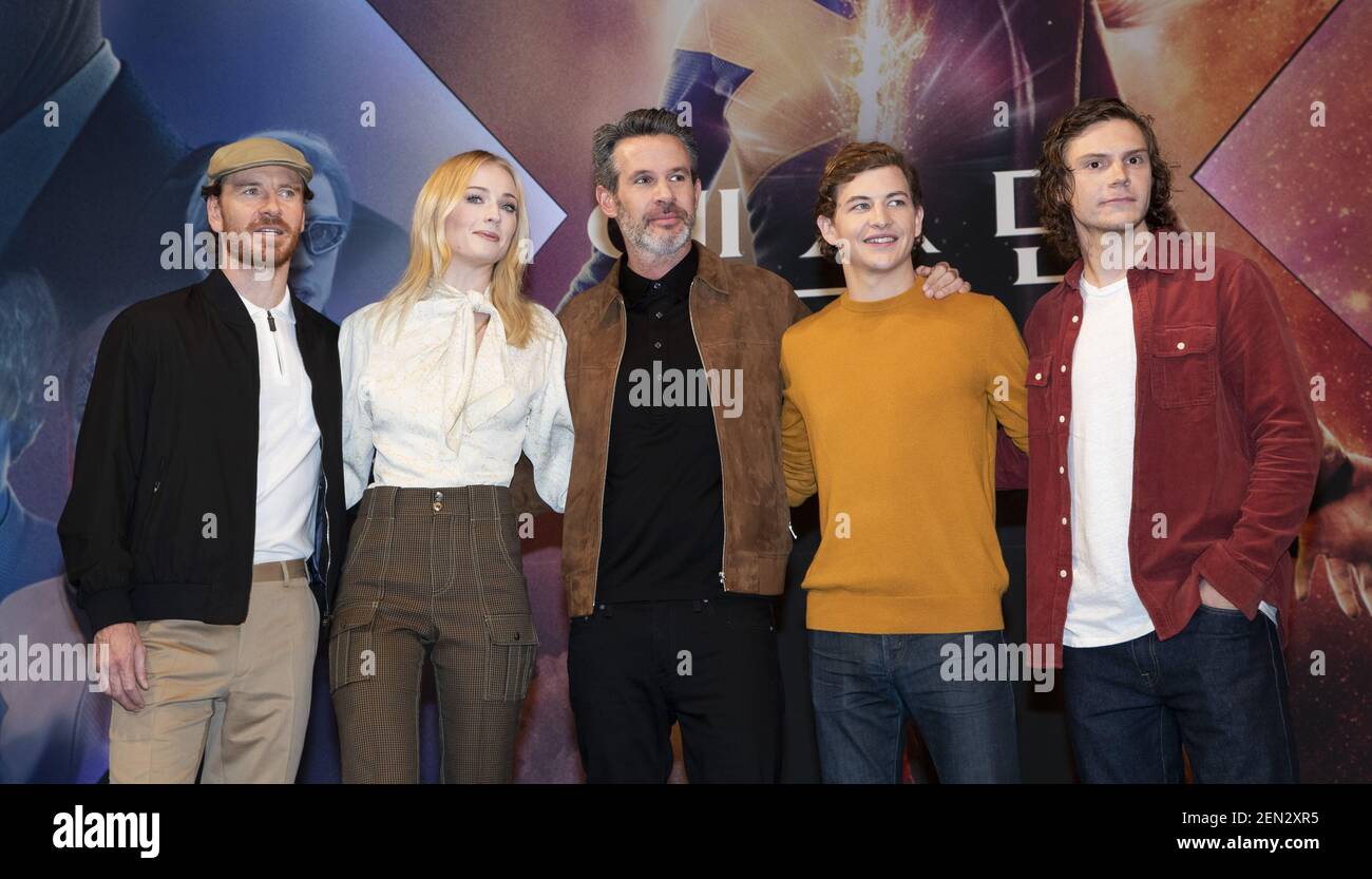 Michael Fassbender, Sophie Turner, Director Simon Kinberg, Tye Sheridan ...