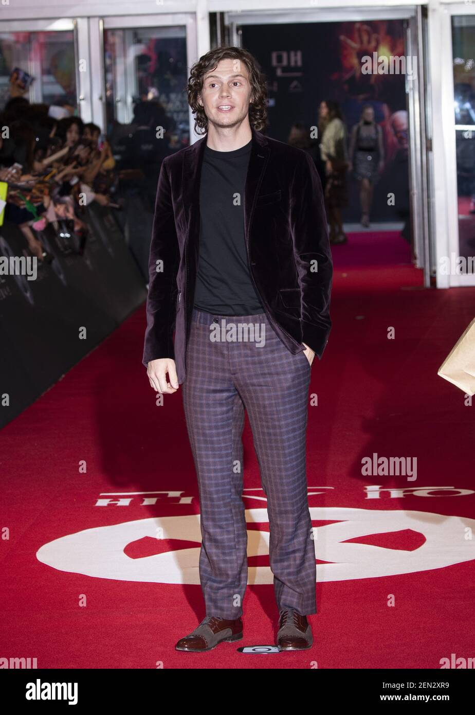 Evan Peters attends a red carpet for the film X-Man: Dark Phoenix world ...