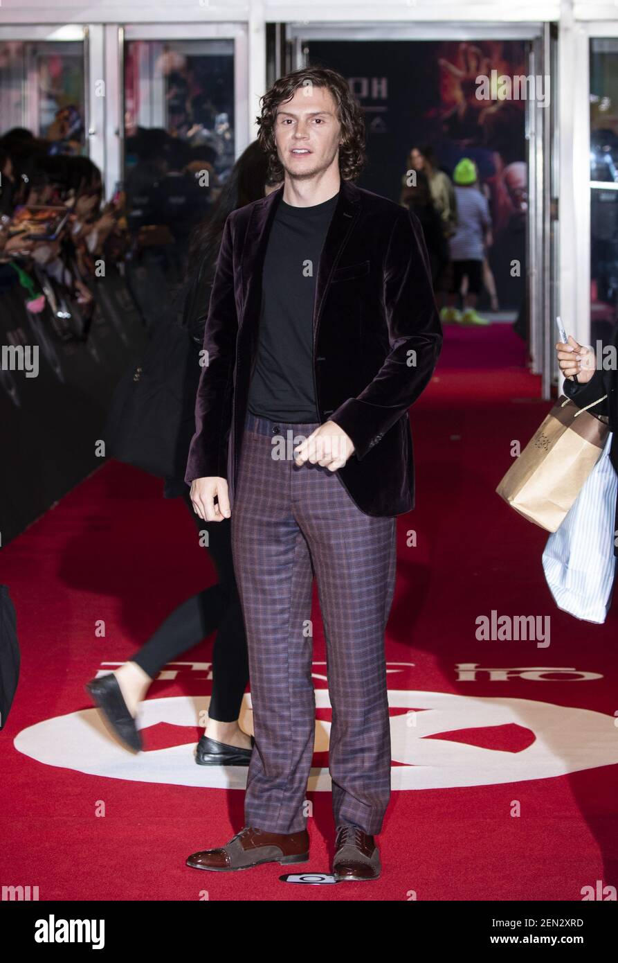 Evan Peters attends a red carpet for the film X-Man: Dark Phoenix world ...